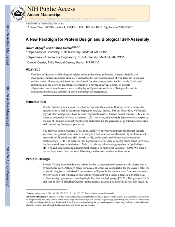 (PDF) A new paradigm for protein design and biological self-assembly