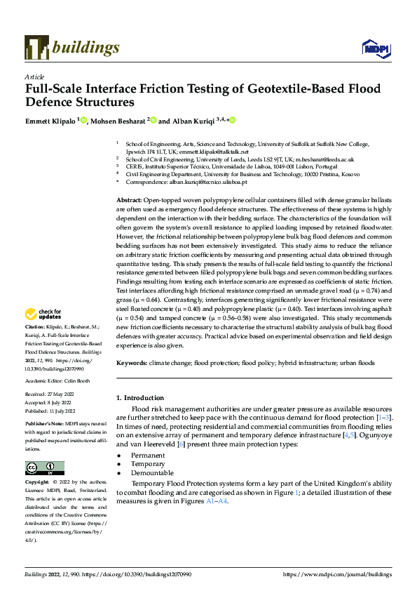 (PDF) Full-Scale Interface Friction Testing of Geotextile-Based Flood ...