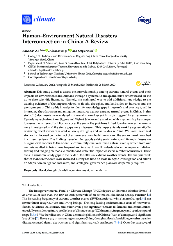 (PDF) Human–Environment Natural Disasters Interconnection in China: A ...