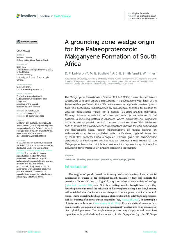 (PDF) A grounding zone wedge origin for the Palaeoproterozoic ...