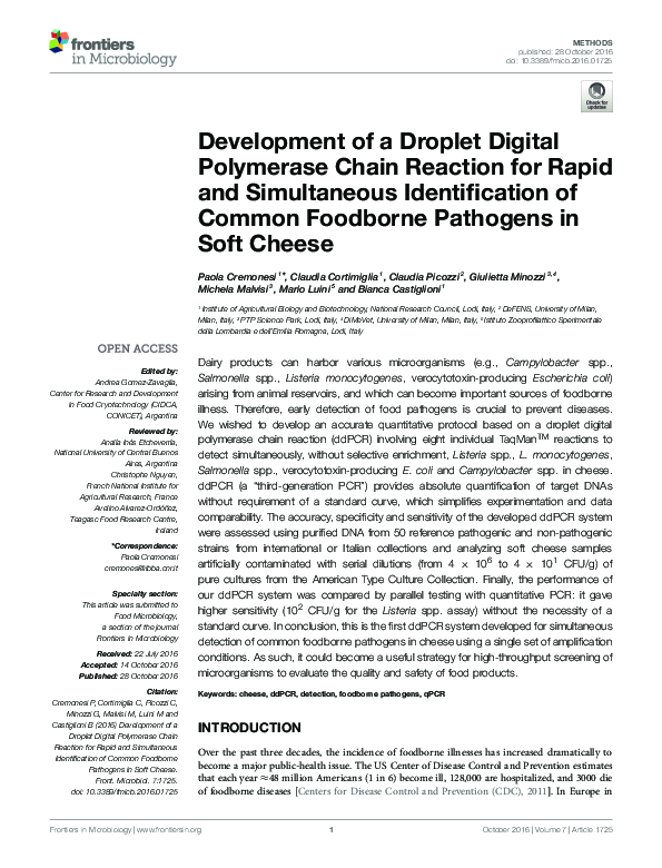 (PDF) Development of a Droplet Digital Polymerase Chain Reaction for Rapid and Simultaneous ...