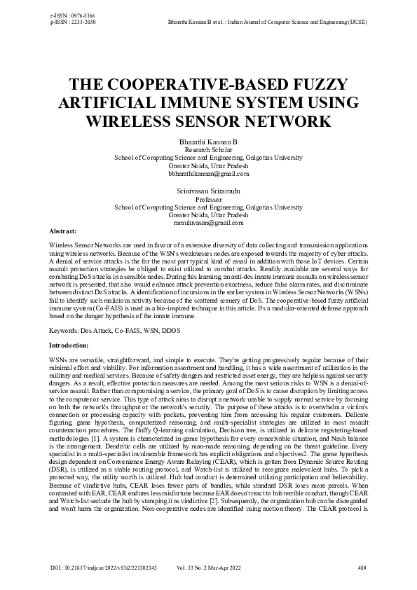(PDF) The Cooperative-Based Fuzzy Artificial Immune System Using Wireless Sensor Network