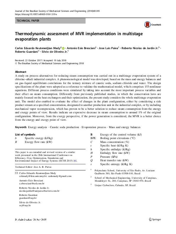 (PDF) Thermodynamic assessment of MVR implementation in multistage ...