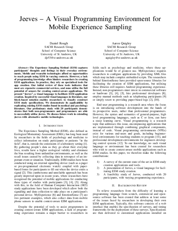 (PDF) Jeeves - A visual programming environment for mobile experience sampling