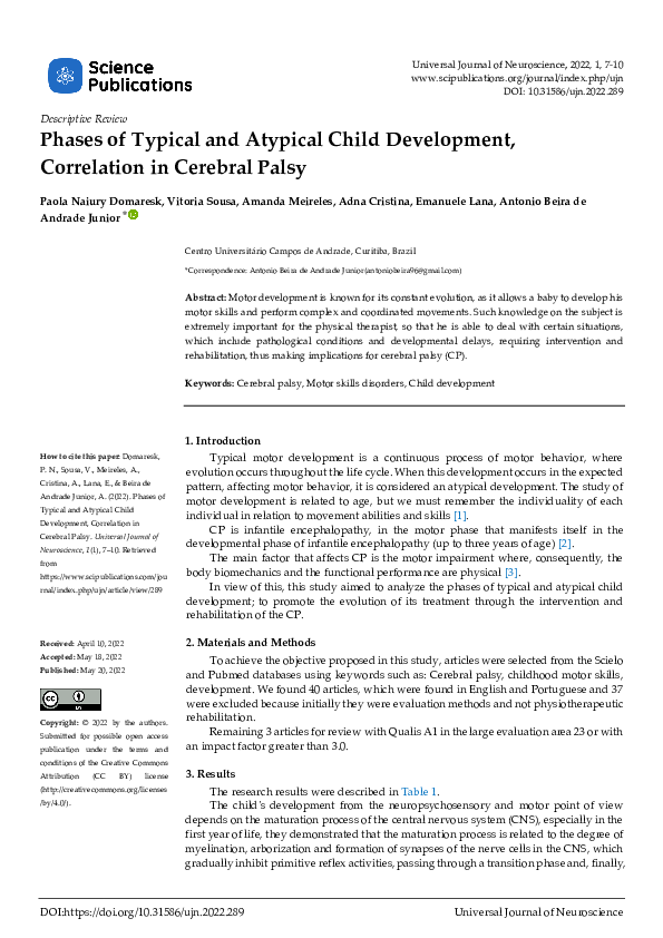 (PDF) Phases of Typical and Atypical Child Development, Correlation in ...