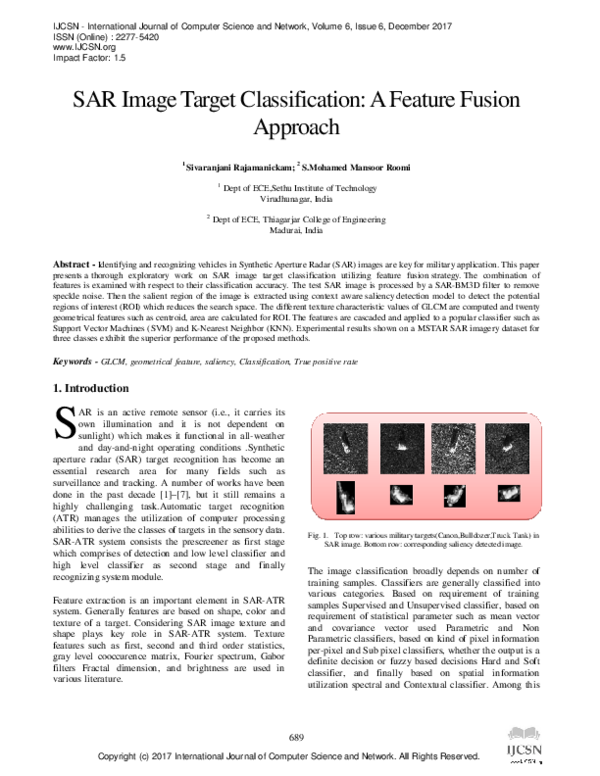 (PDF) SAR Image Target Classification: A Feature Fusion Approach