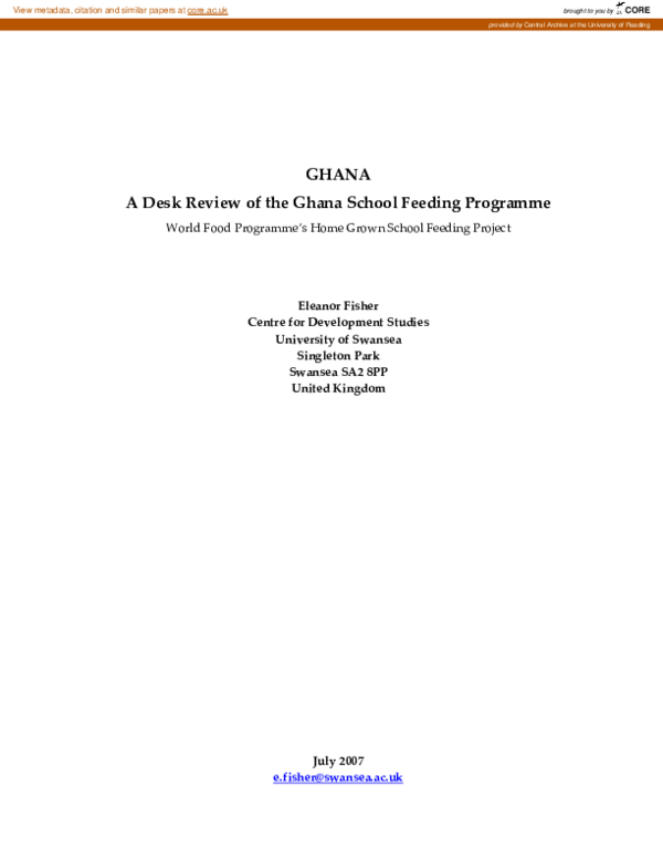 (PDF) A desk review of the Ghana School Feeding Programme. The World ...