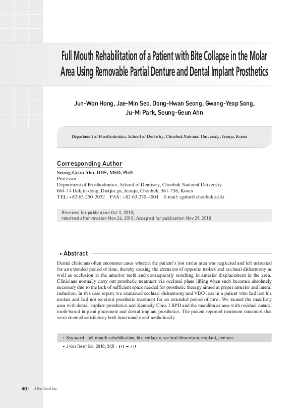(PDF) Full Mouth Rehabilitation of a Patient with Bite Collapse in the ...