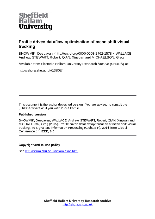 (PDF) Profile driven dataflow optimisation of mean shift visual tracking