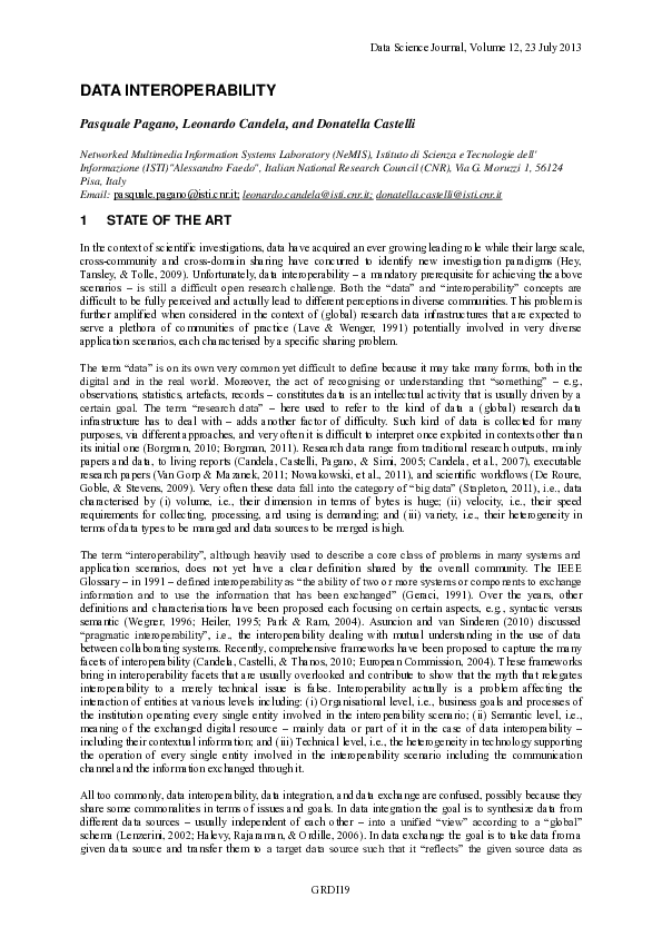 (PDF) Data Interoperability