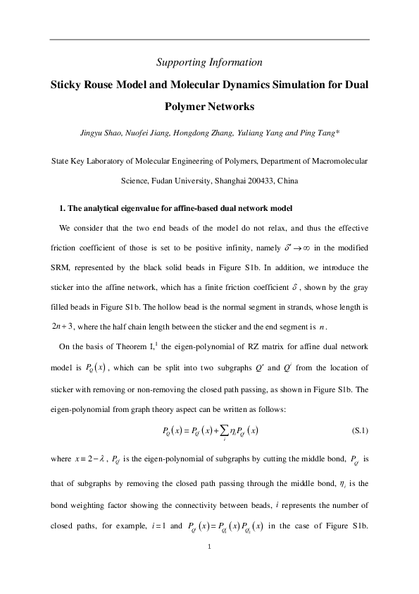(PDF) Sticky Rouse Model and Molecular Dynamics Simulation for Dual Polymer Networks