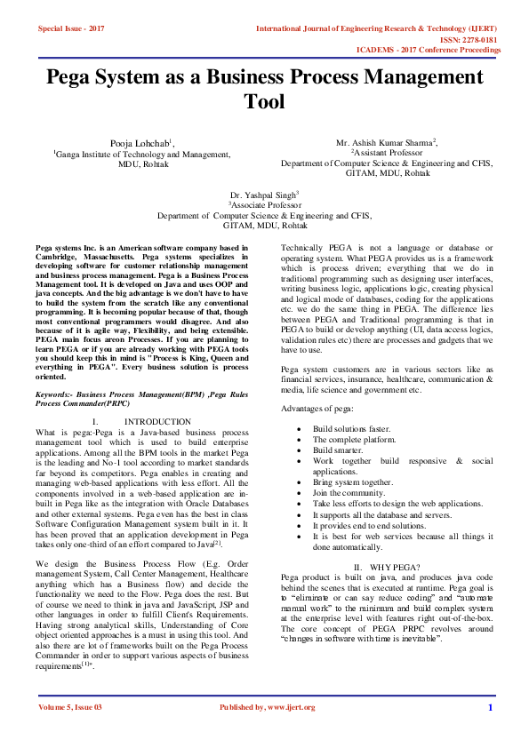 (PDF) Pega System as a Business Process Management Tool