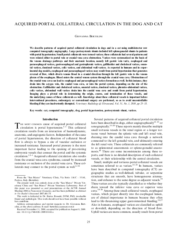 (PDF) Acquired Portal Collateral Circulation in the Dog and Cat