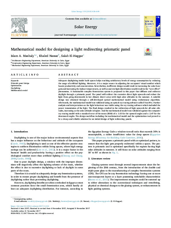 (PDF) Mathematical model for designing a light redirecting prismatic ...