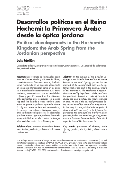 (PDF) Political developments in the Hashemite Kingdom: the Arab Spring ...
