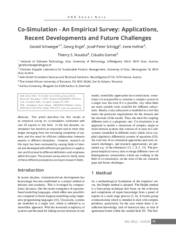 Pdf Co Simulation An Empirical Survey Applications Recent Developments And Future Challenges