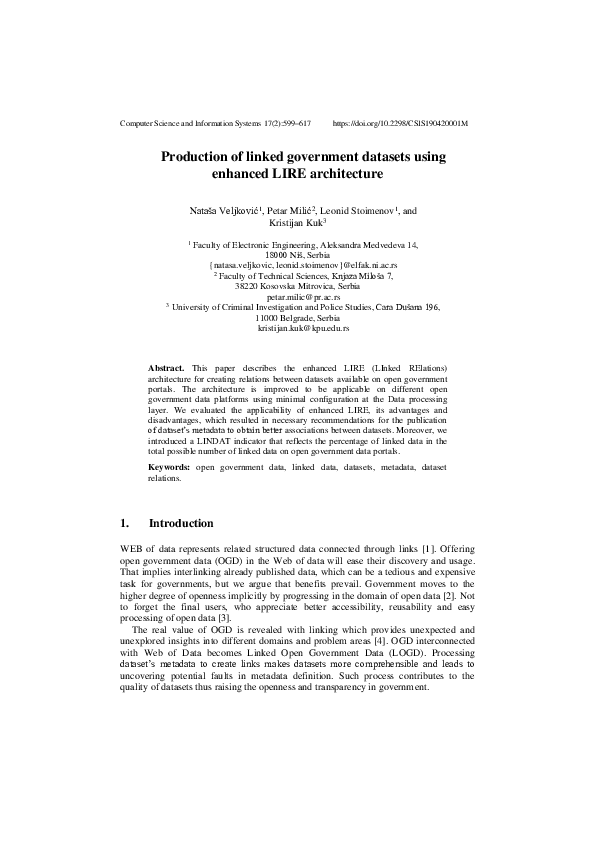 Pdf Production Of Linked Government Datasets Using Enhanced Lire Architecture Leonid