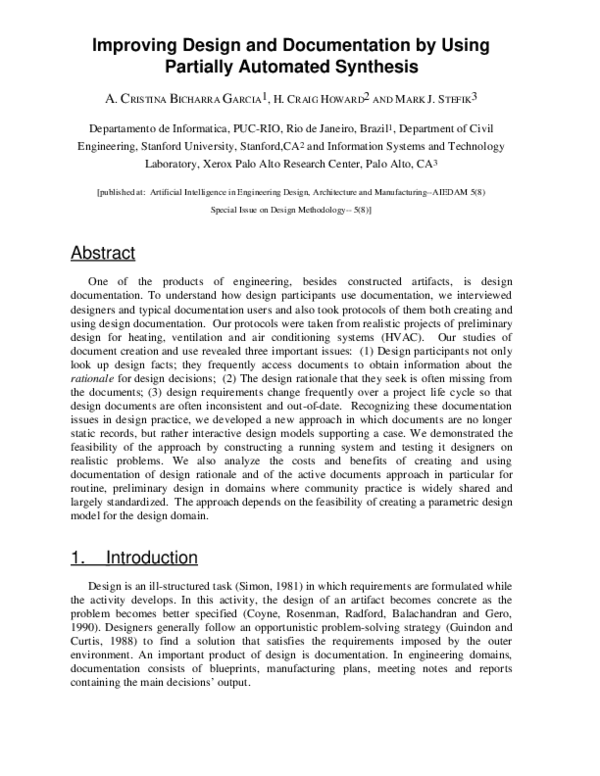 (PDF) Improving design and documentation by using partially automated synthesis | Mark Stefik ...