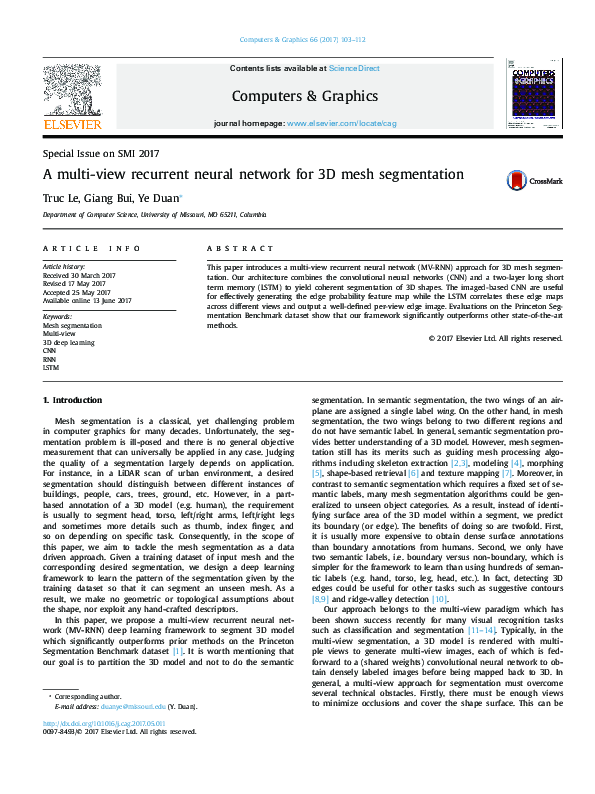 Pdf A Multi View Recurrent Neural Network For 3d Mesh Segmentation