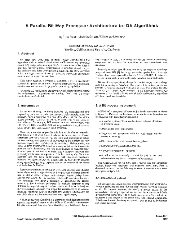 (PDF) A Parallel Bit Map Processor Architecture for DA Algorithms