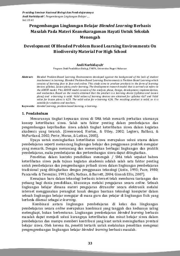 (PDF) Pengembangan Lingkungan Belajar Blended Learning Berbasis Masalah Pada Materi ...