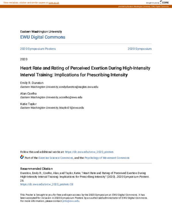 (PDF) Heart Rate and RPE in HIIT Intensity Prescription