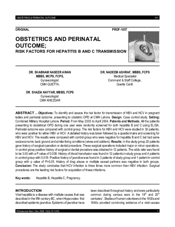 (PDF) Obstetrics and Perinatal Outcome
