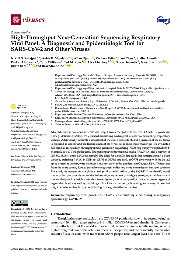 (PDF) High-Throughput Next-Generation Sequencing Respiratory Viral Panel: A Diagnostic and ...