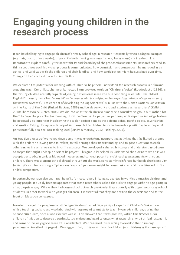 (PDF) Engaging young children in the research process
