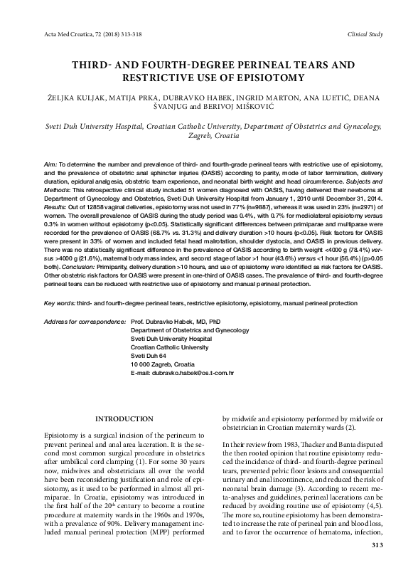 (PDF) Third-And Fourth-Degree Perineal Tears and Restrictive Use of ...