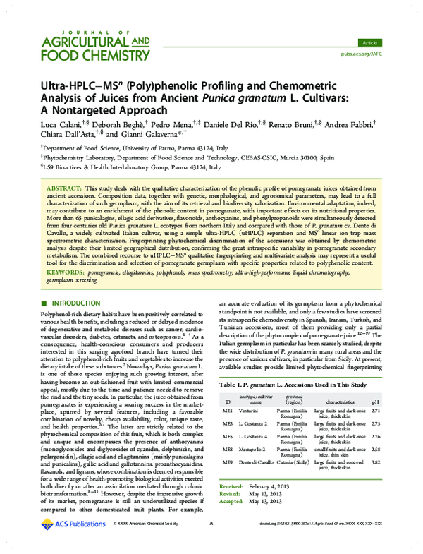 (PDF) Ultra-HPLC–MSn (Poly)phenolic Profiling and Chemometric Analysis of Juices from Ancient ...
