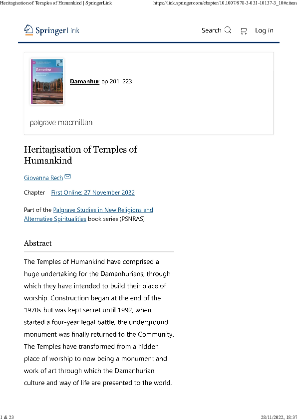 (PDF) Heritagisation of Temples of Humankind