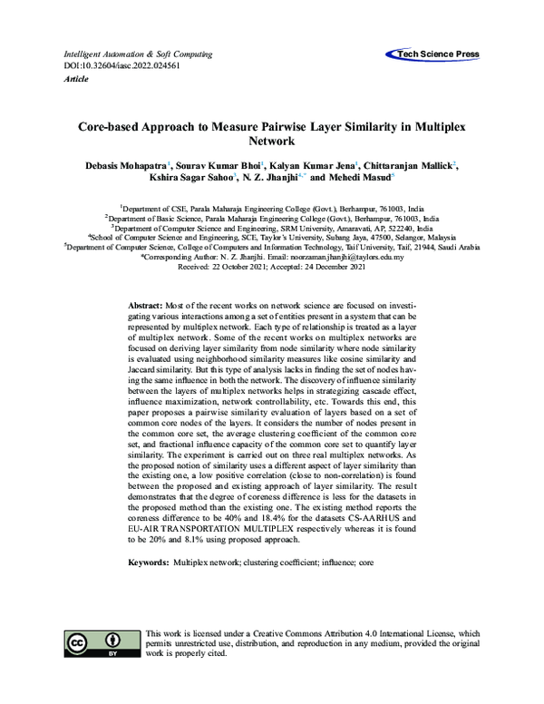 (PDF) Core-based Approach to Measure Pairwise Layer Similarity in Multiplex Network ...