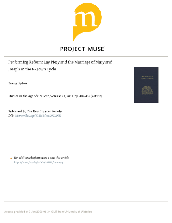 (PDF) Performing Reform: Lay Piety and the Marriage of Mary and Joseph ...