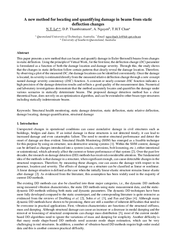 (PDF) A new method for locating and quantifying damage in beams from static deflection changes