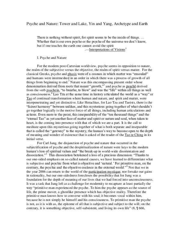 (PDF) "Psyche and Nature: Tower and Lake, Yin and Yang, Archetype and ...