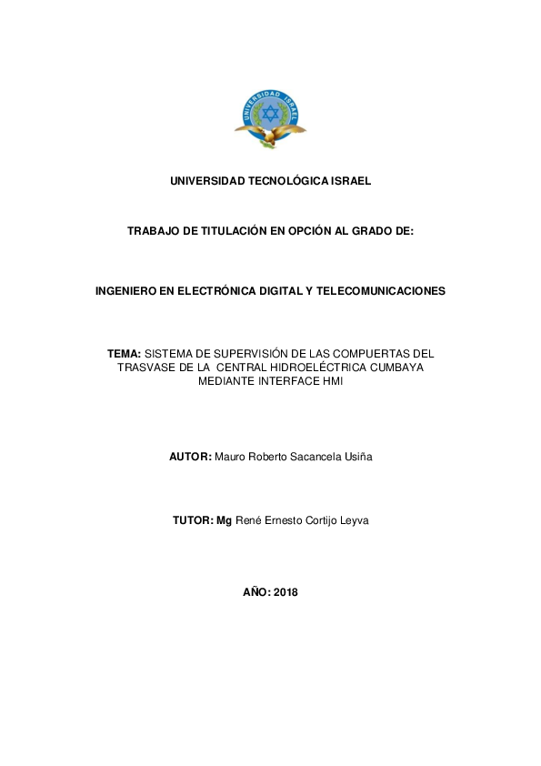 (PDF) Sistema De Supervisión De Las Compuertas Del Trasvase De La ...