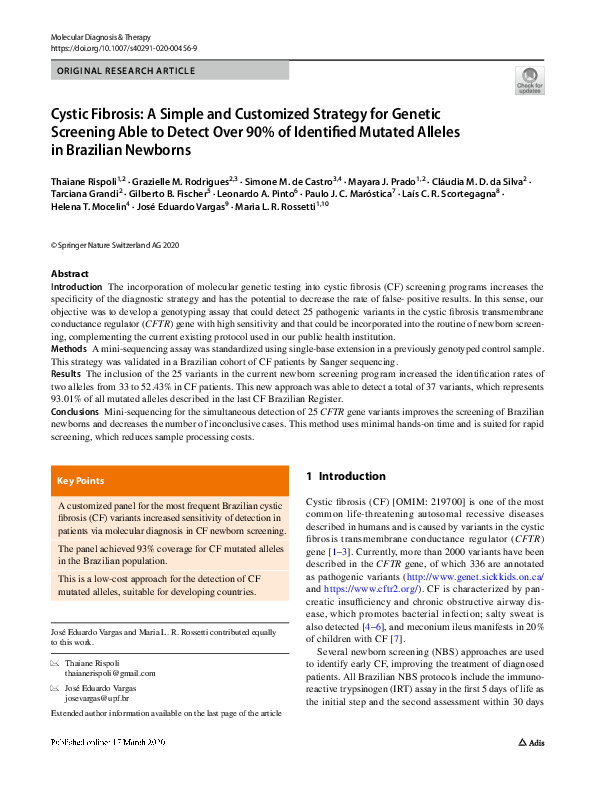 (PDF) Cystic Fibrosis: A Simple and Customized Strategy for Genetic ...