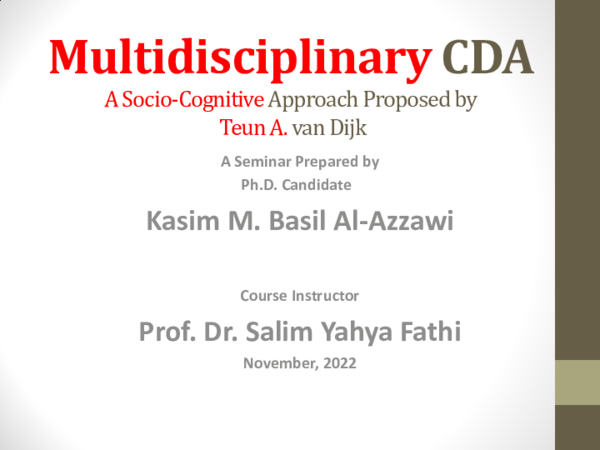 (PDF) A Socio-Cognitive Approach Proposed by Teun A. van Dijk A Seminar ...