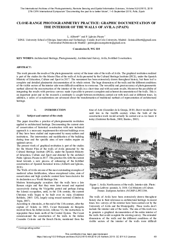 (PDF) Close-Range Photogrammetry Practice: Graphic Documentation of the ...
