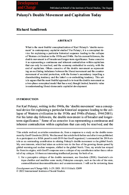 (PDF) Polanyi's Double Movement and Capitalism Today