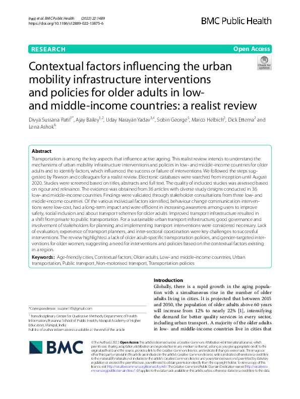 (PDF) Contextual factors influencing the urban mobility infrastructure ...