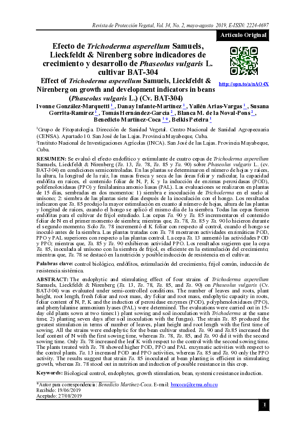 (PDF) Effect of Trichoderma asperellum Samuels, Lieckfeldt & Nirenberg on growth and development ...