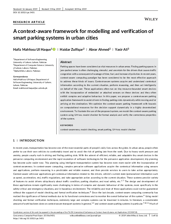 Pdf A Context‐aware Framework For Modelling And Verification Of Smart