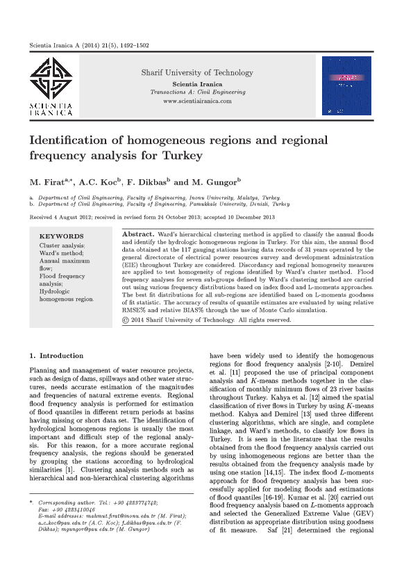(PDF) Identification of homogeneous regions and regional frequency ...