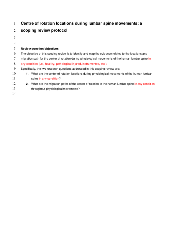 (PDF) Center of rotation locations during lumbar spine movements ...