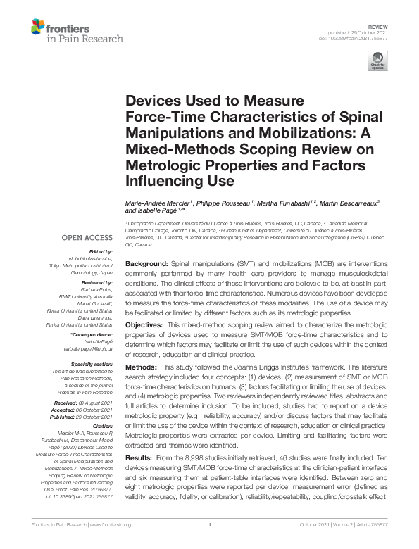 (PDF) Devices Used to Measure Force-Time Characteristics of Spinal ...