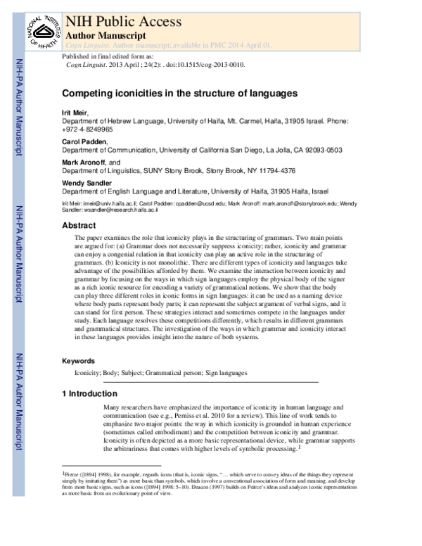 (PDF) Competing iconicities in the structure of languages