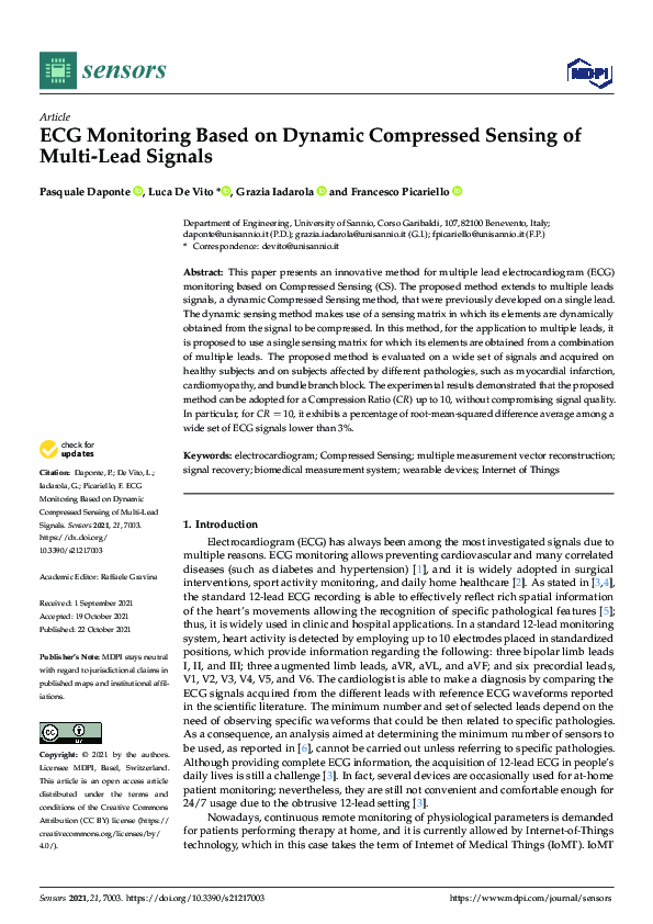 (PDF) ECG Monitoring Based on Dynamic Compressed Sensing of Multi-Lead ...