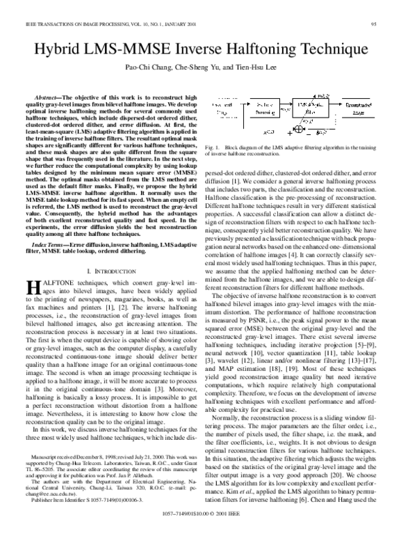 (PDF) Hybrid LMS-MMSE inverse halftoning technique